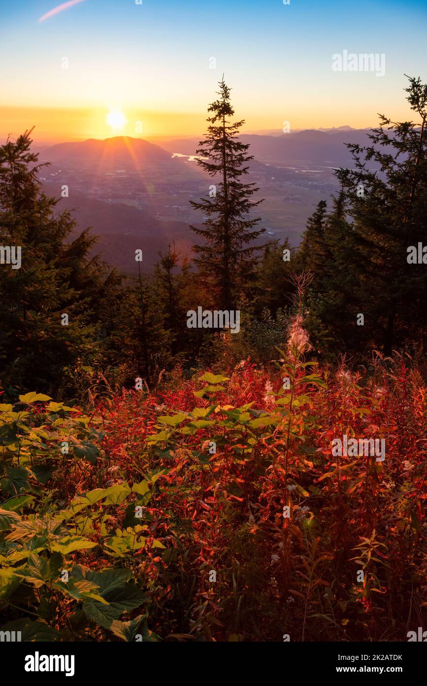 Fraser Valley, River and Canadian Mountain Landscape during sunset ...