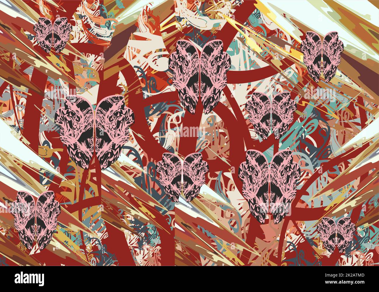 Colorful background with floral and butterflies motifs for textiles or ...