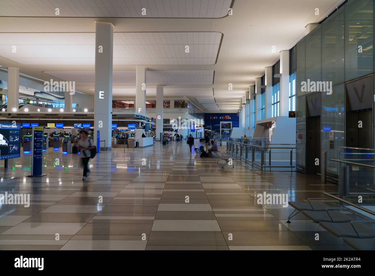 NEW YORK, NY -14 SEP 2022- View of the renovated terminal at LaGuardia Airport (LGA) in Queens ...