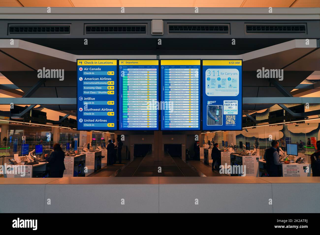 NEW YORK, NY -14 SEP 2022- View of the renovated terminal at LaGuardia ...
