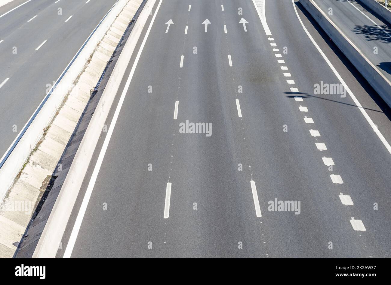 Lanes on a highway seen from above Stock Photo - Alamy