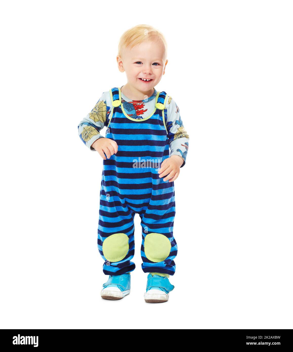 Starting out in a new world. Cute little baby boy standing against a ...