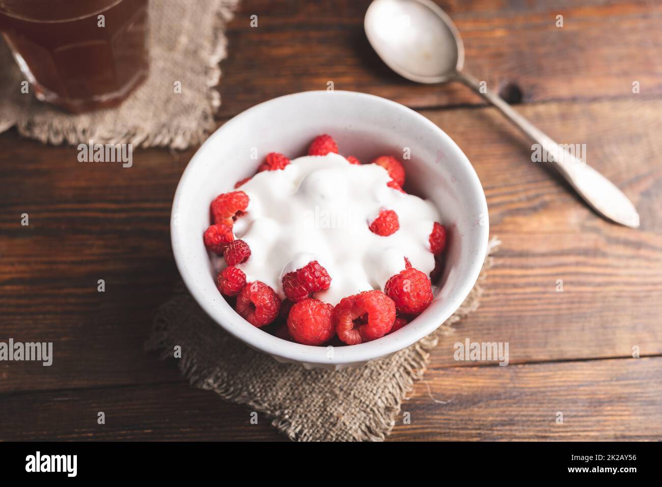 Dessert with Raspberries and Greek Yogurt Stock Photo - Alamy