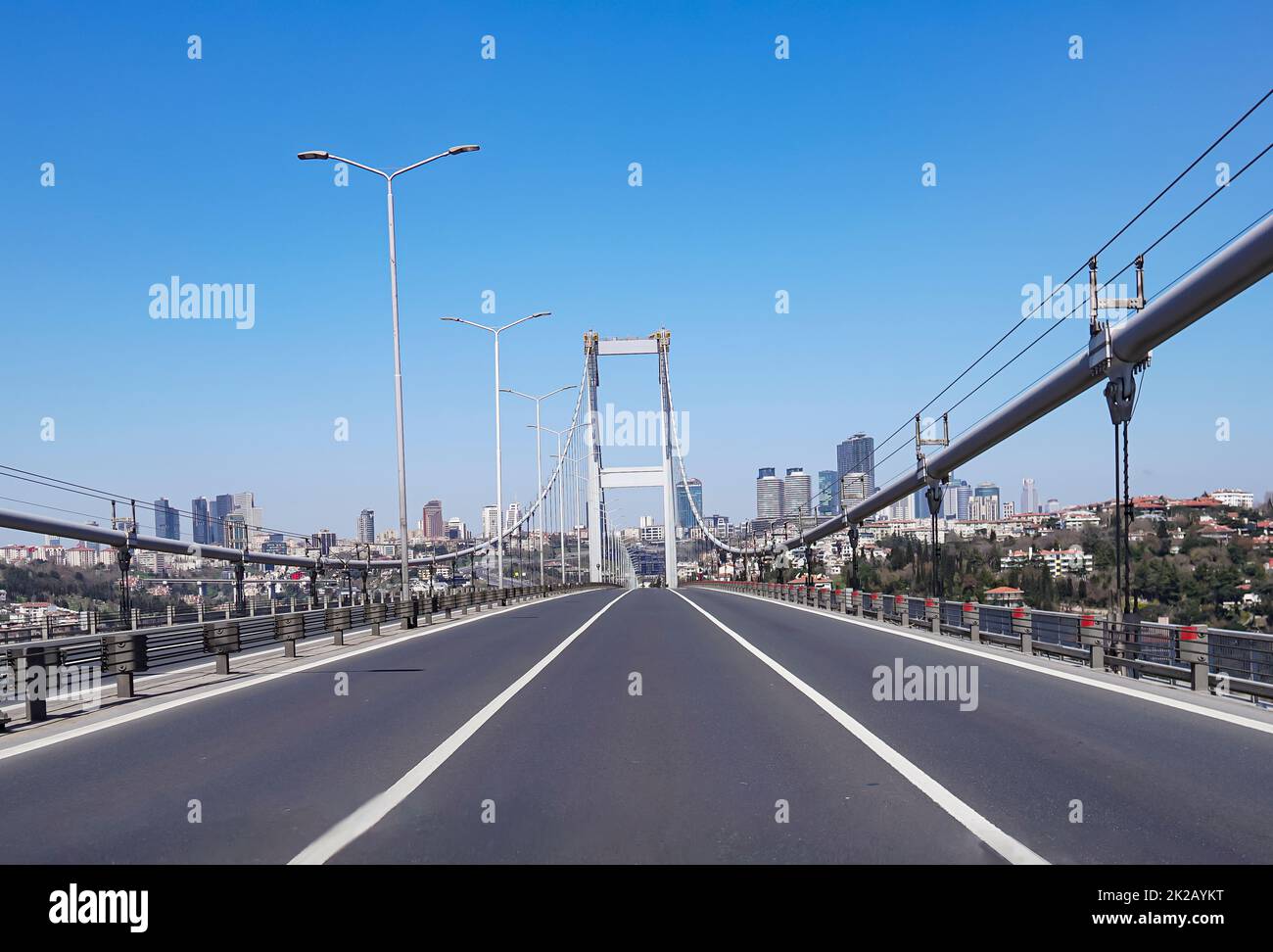 Istanbul Bosphorus Bridge, highway and city center, istanbul downtown ...