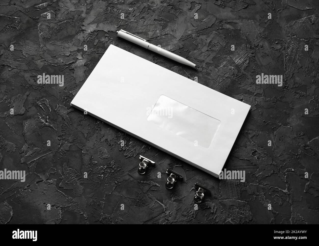 Envelope, pen, clips Stock Photo - Alamy