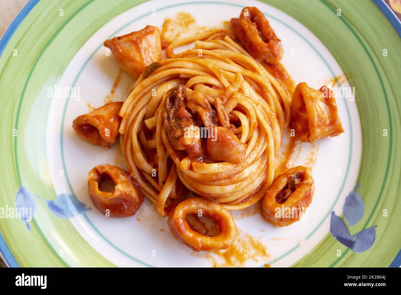 spaghetti with squid sauce Stock Photo - Alamy