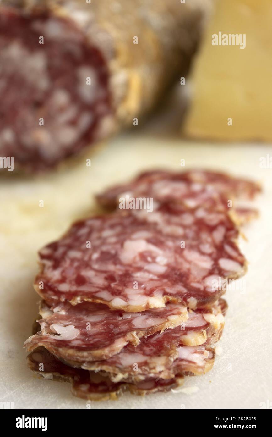 sliced calabrian salami Stock Photo - Alamy
