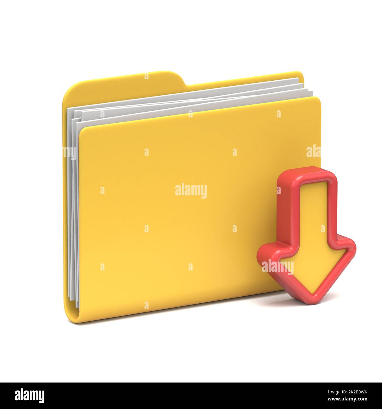 Yellow folder icon Download concept 3D Stock Photo - Alamy