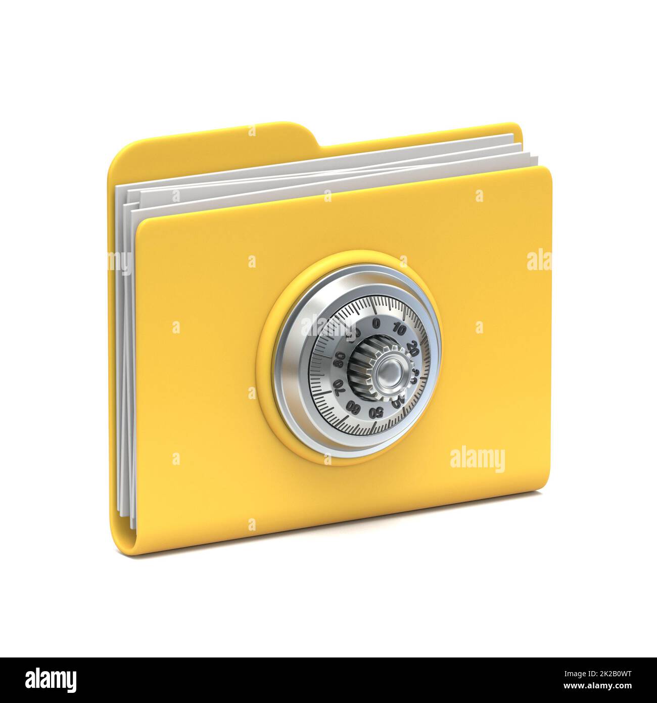 Yellow folder icon Locked files 3D Stock Photo - Alamy