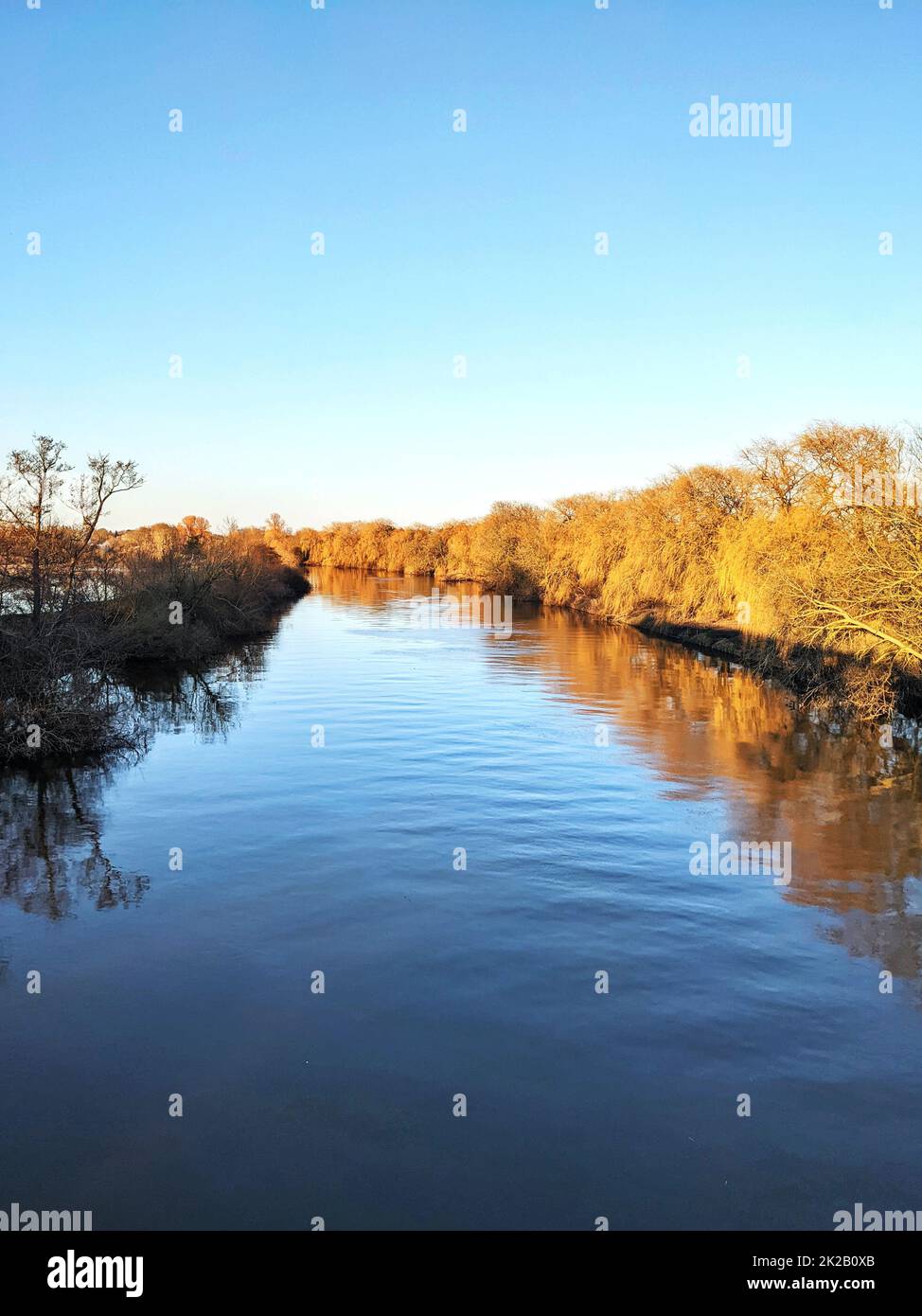 River Ouse at Bishopthorpe near York, England, on a sunny winter day ...