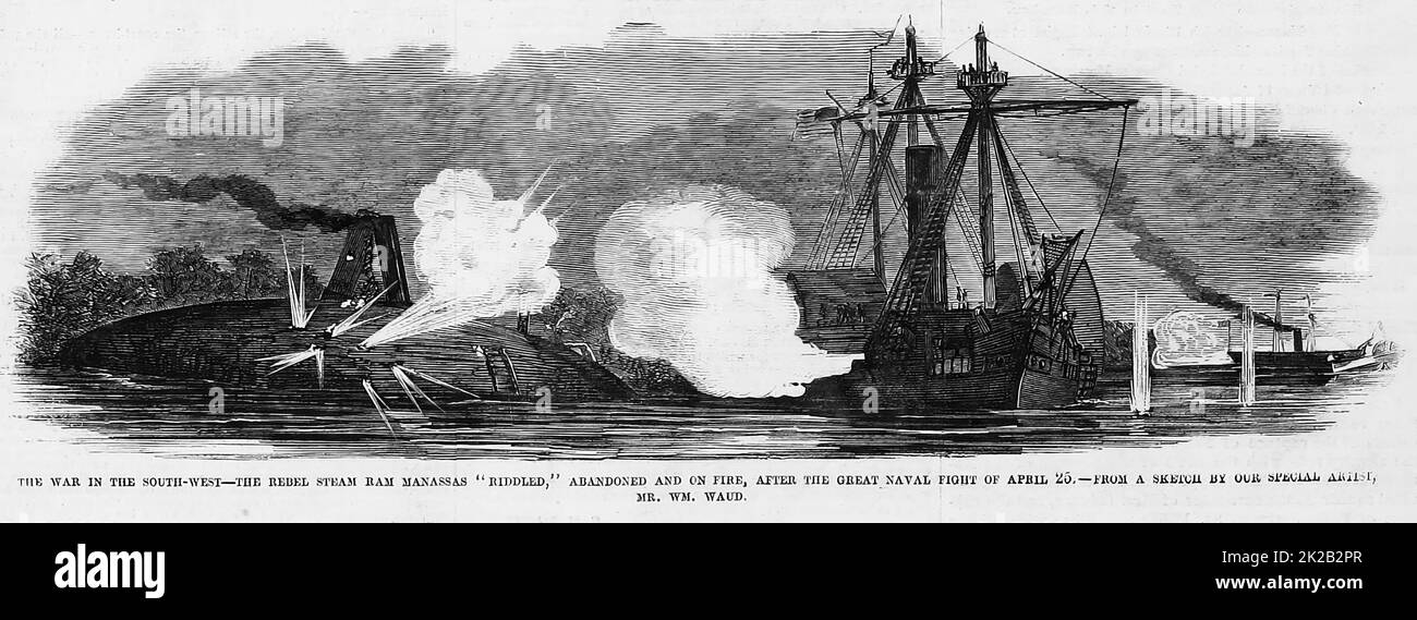The War in the Southwest - The Rebel steam ram Manassas "riddled ...