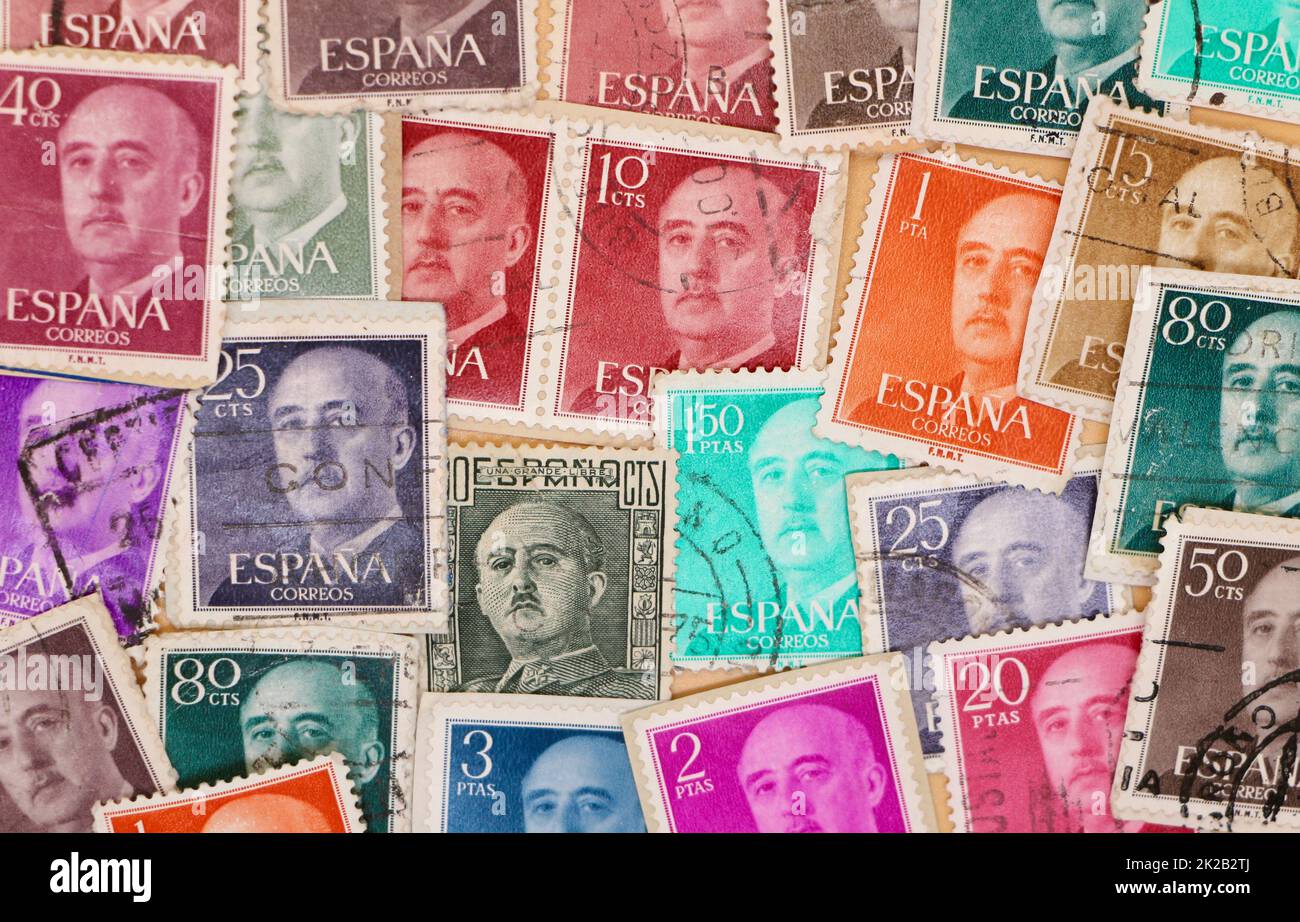 Photo of old Spanish postage stamps featuring an image of Francisco ...