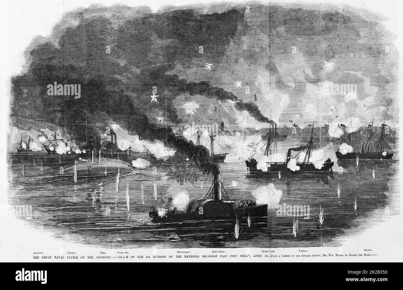The Great Naval Battle on the Mississippi - Passage of the 2nd division ...