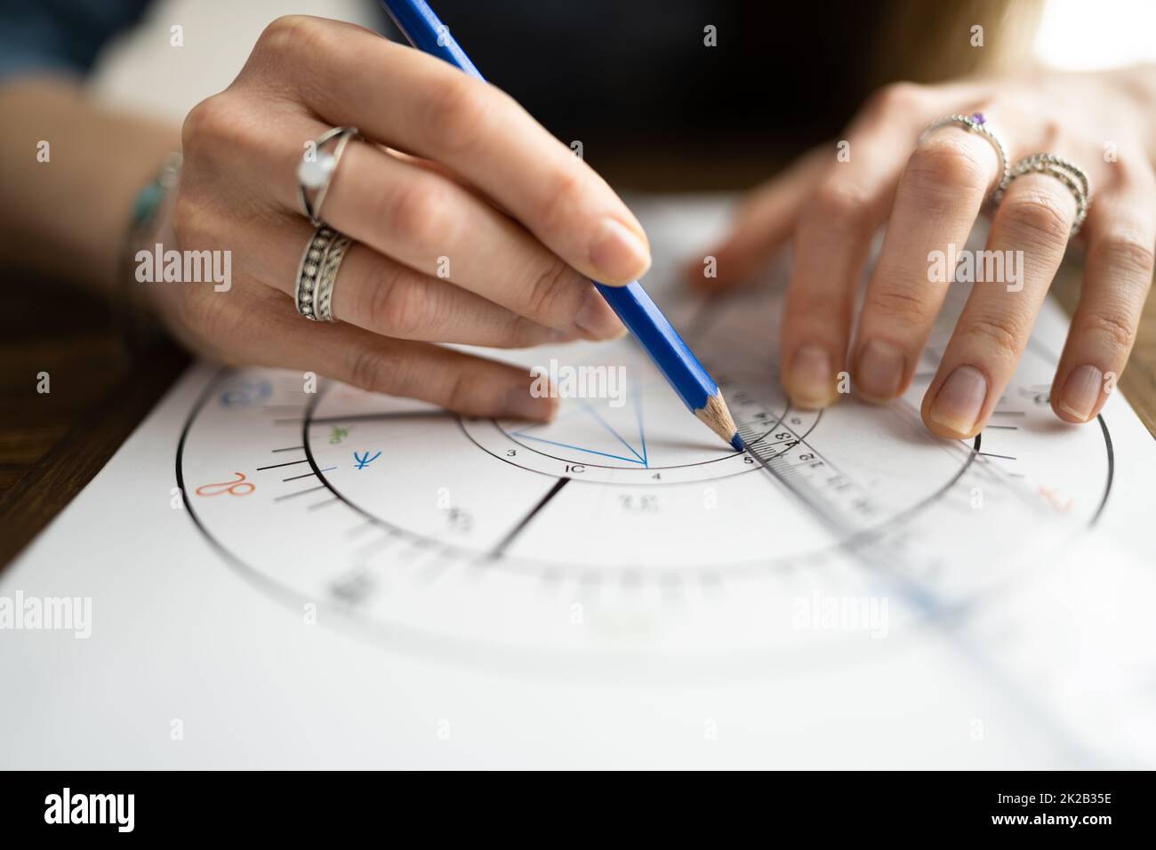 Astrology Chart And Zodiac Wheel Stock Photo - Alamy