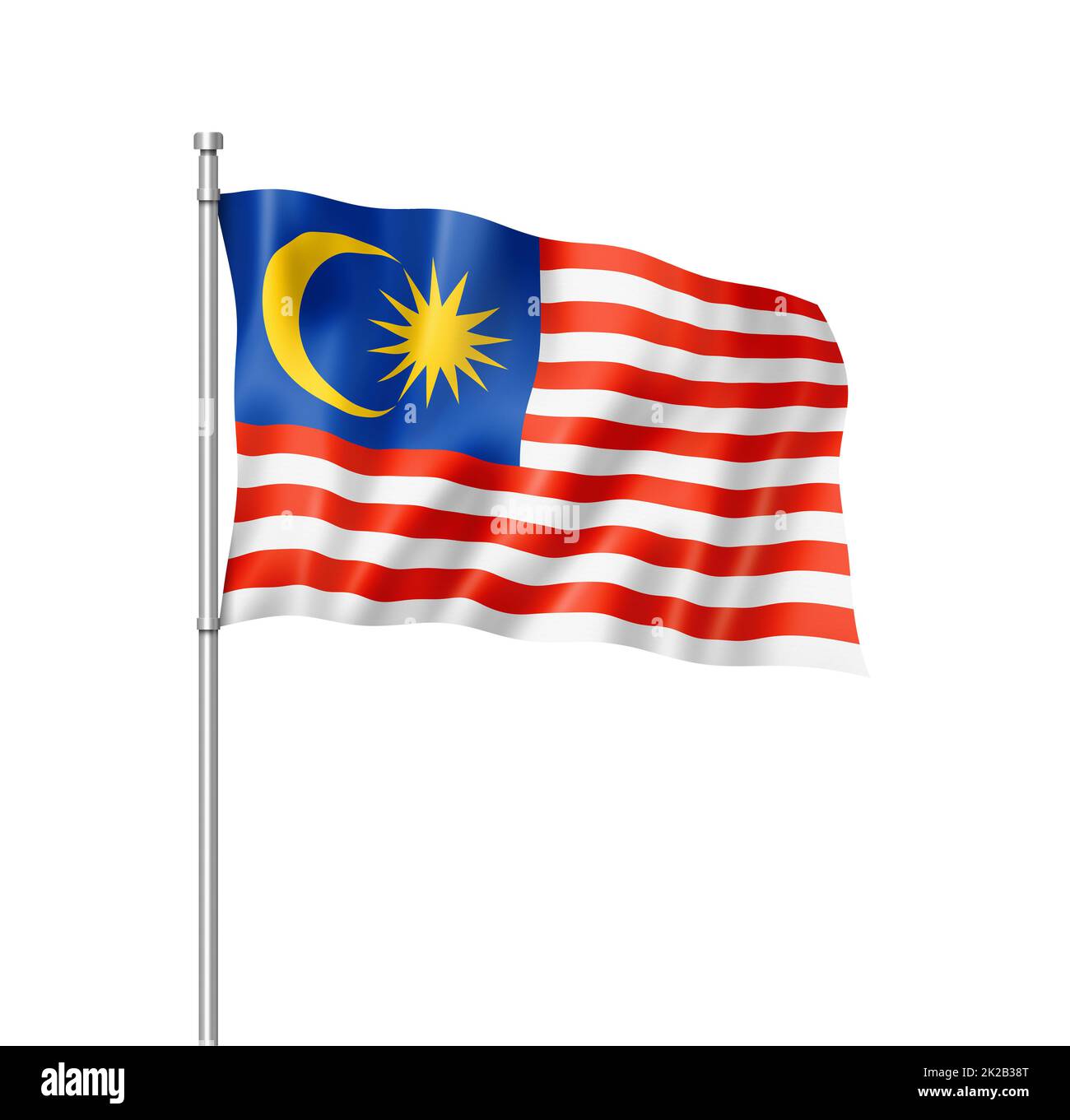 Malaysian flag isolated on white Stock Photo - Alamy