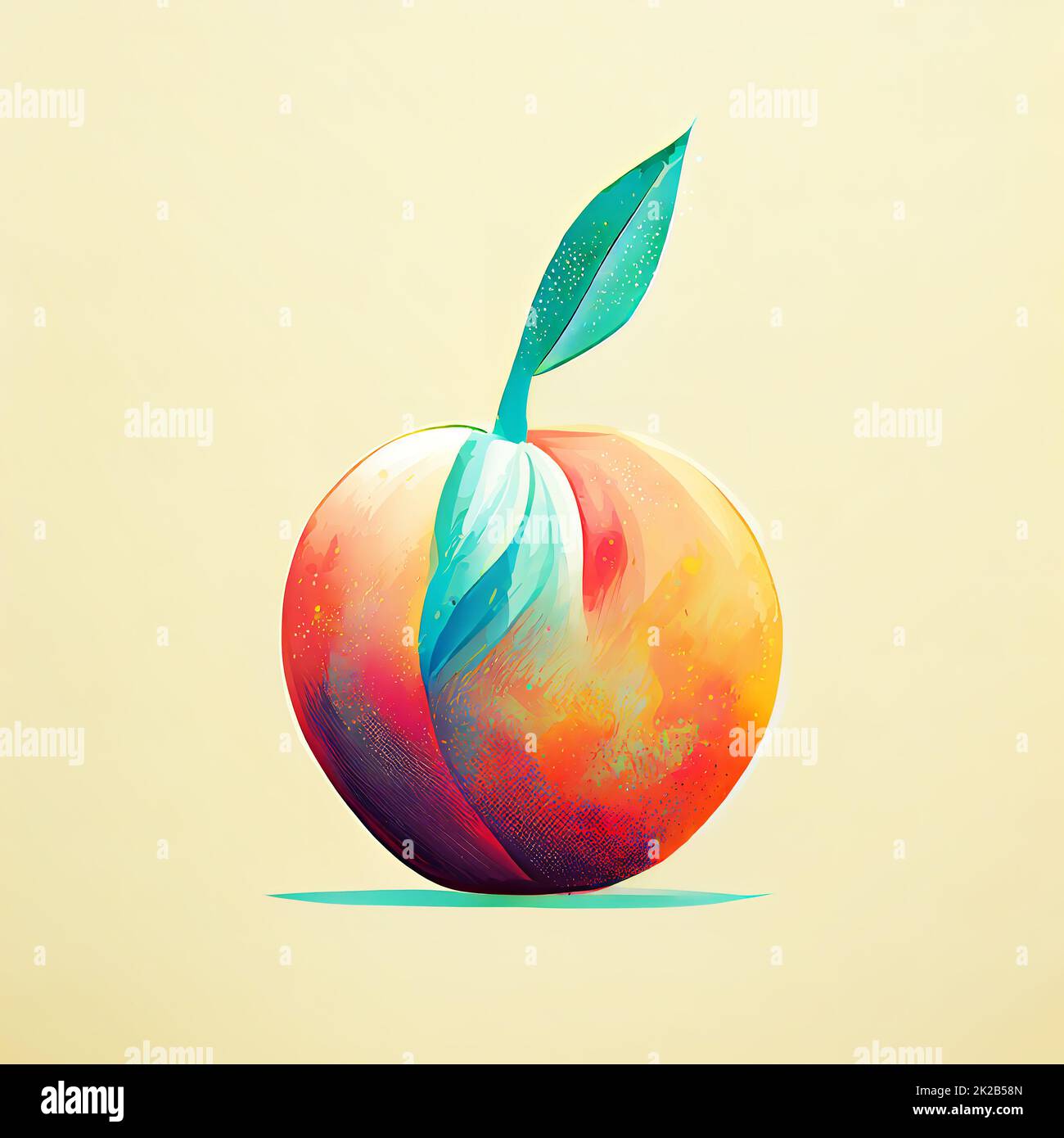 Decorative apple on a light background. Digital illustration Stock ...