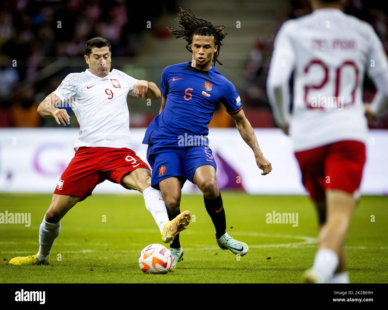 WARSAW - (lr) Robert Lewandowski of Poland, Nathan Ake of Holland ...