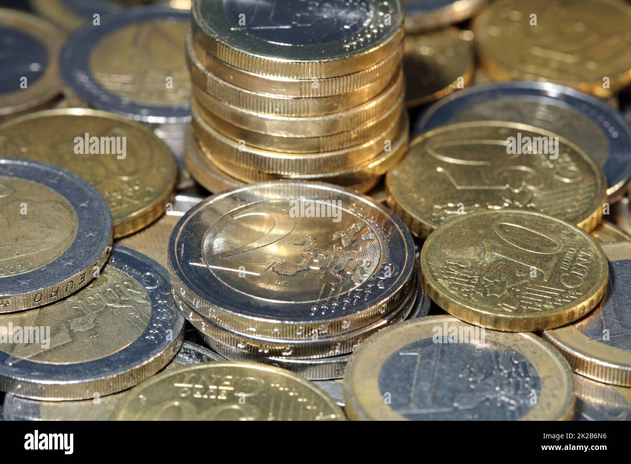Stacks of Euro coins Stock Photo - Alamy
