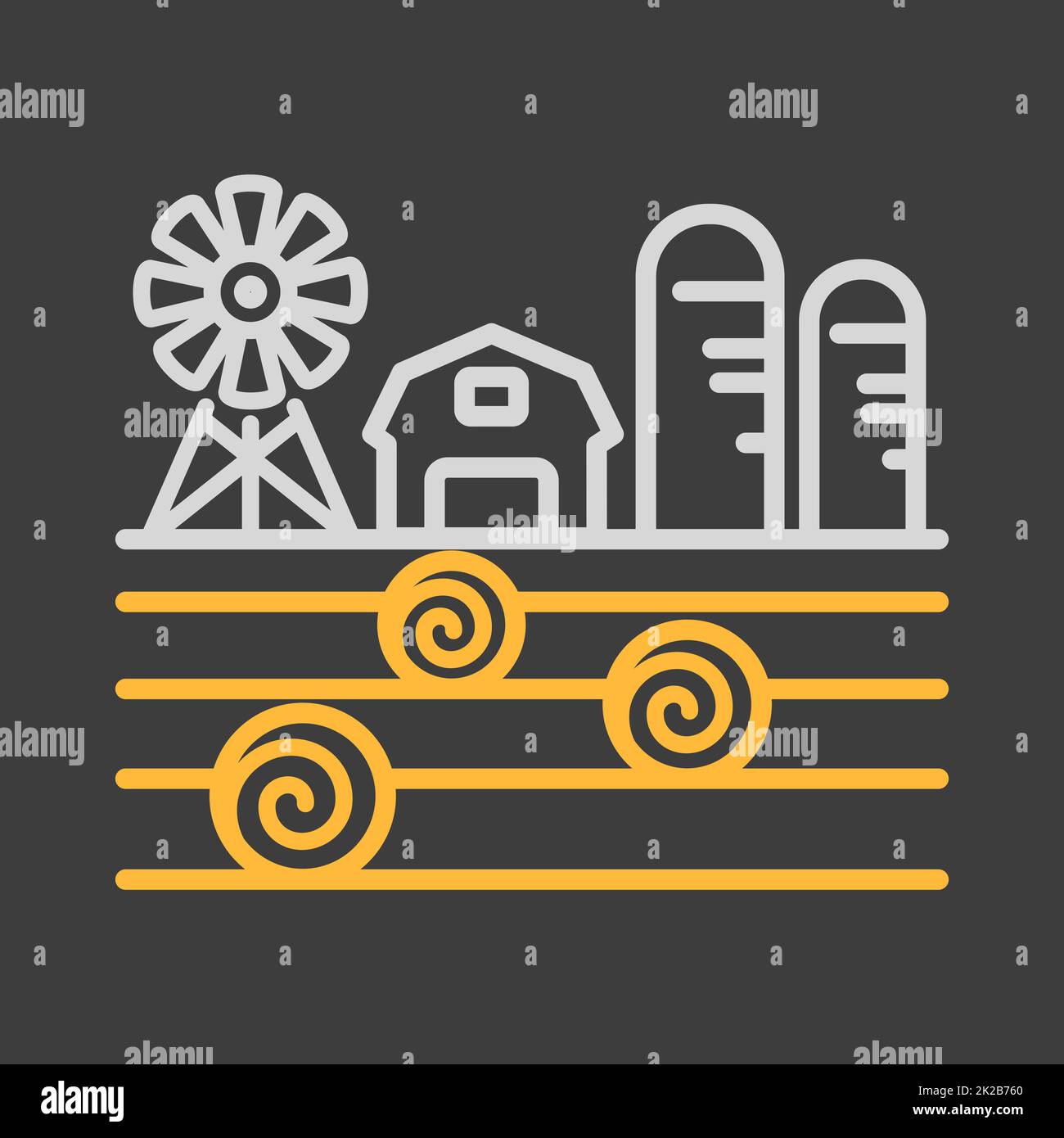 Farm landscape with barn, haystack and granary Stock Photo - Alamy