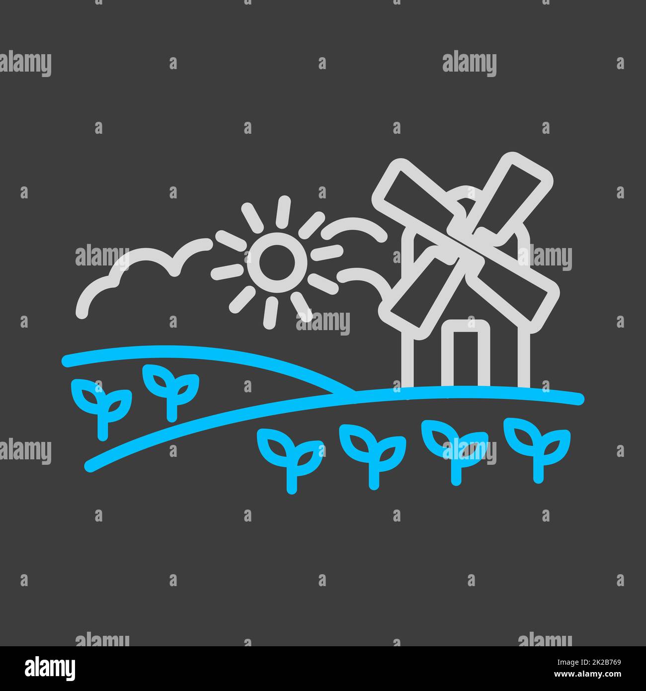 Rural landscape with windmill icon Stock Photo - Alamy