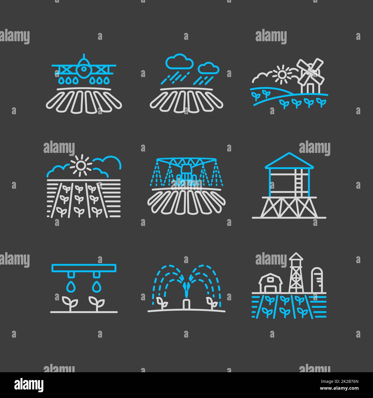 Farm Field vector icon. Agriculture irrigation sign Stock Photo - Alamy
