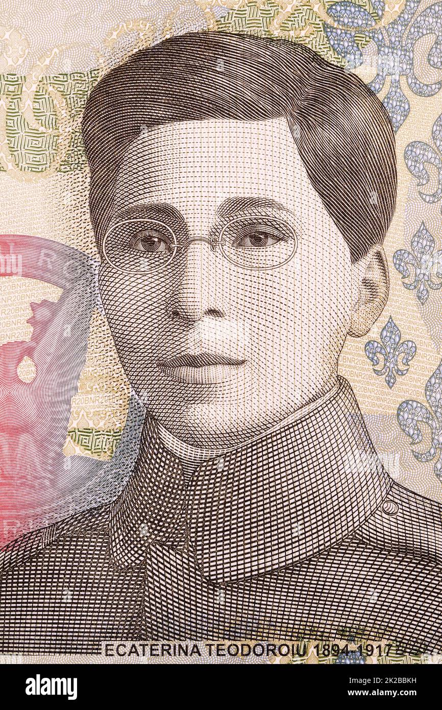 Ecaterina Teodoroiu a portrait from Romanian money Stock Photo - Alamy