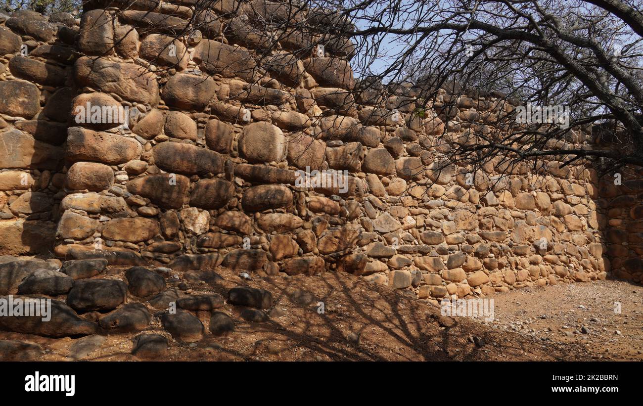 Ancient stone wall. An old wall with beautiful masonry in Tel Dan ...