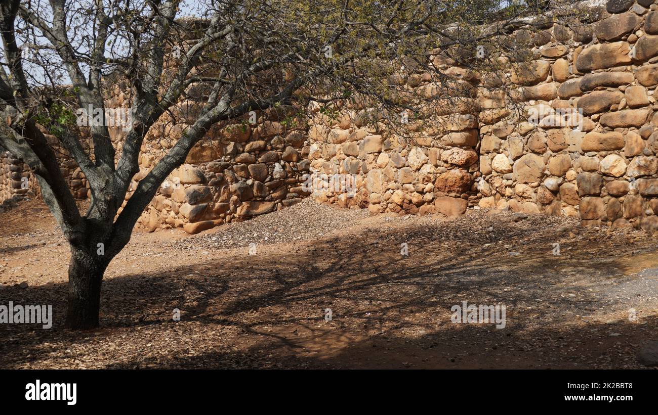 Ancient stone wall. An old wall with beautiful masonry in Tel Dan ...