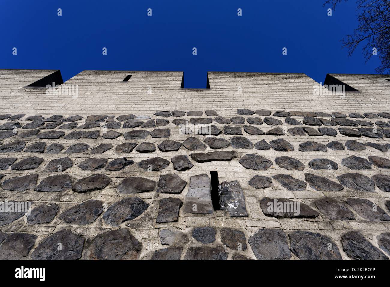 medieval city wall from the 12th century in cologne with battlements in ...