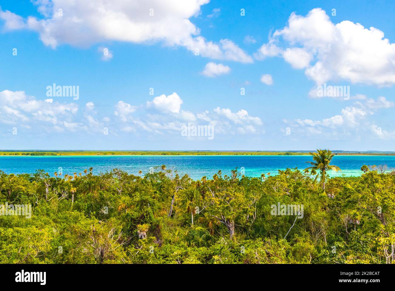 Muyil Lagoon panorama view in tropical jungle of amazing Mexico Stock ...