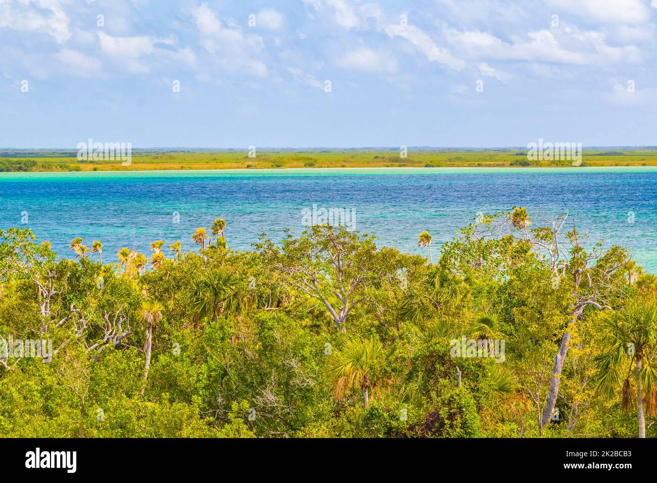 Muyil Lagoon panorama view in tropical jungle of amazing Mexico Stock ...