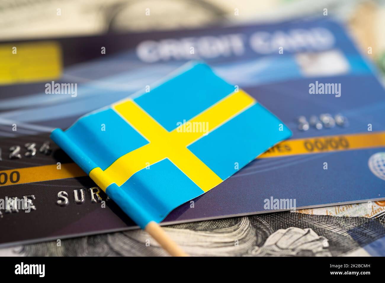 Sweden flag on credit card. Finance development, Banking Account ...
