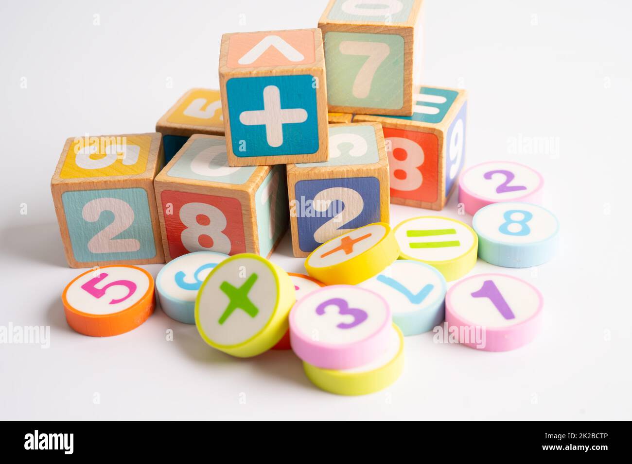 Math number colorful on white background, education study mathematics ...
