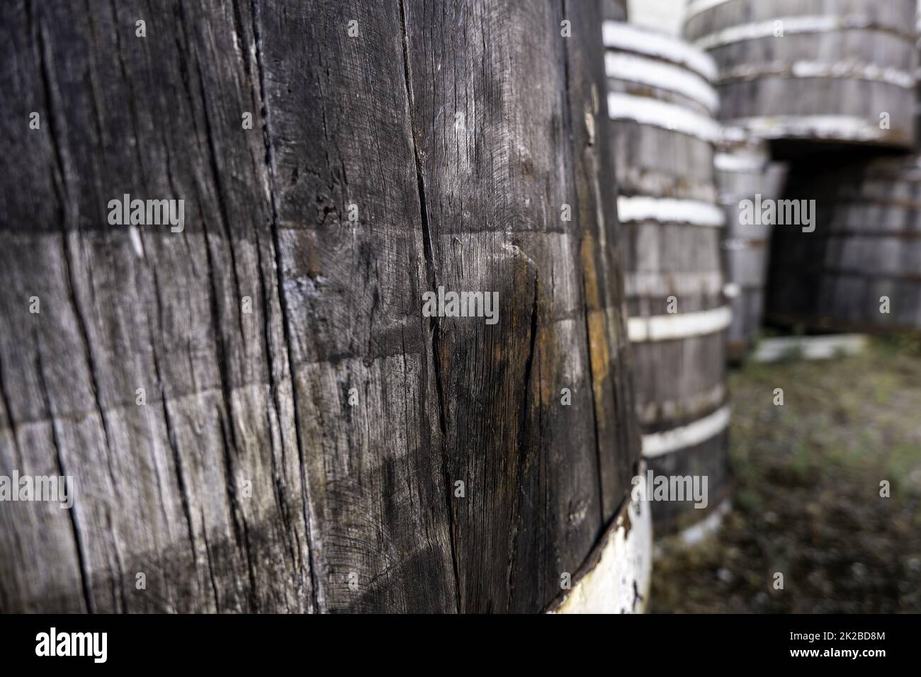 Old rusty wooden barrels Stock Photo - Alamy