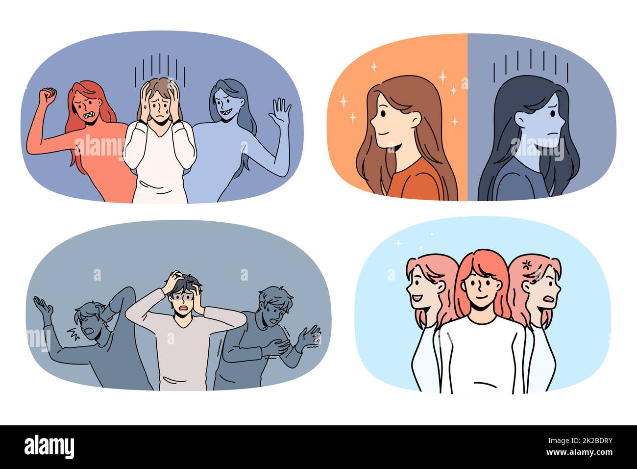 Set of diverse people struggle with mental problems Stock Photo - Alamy