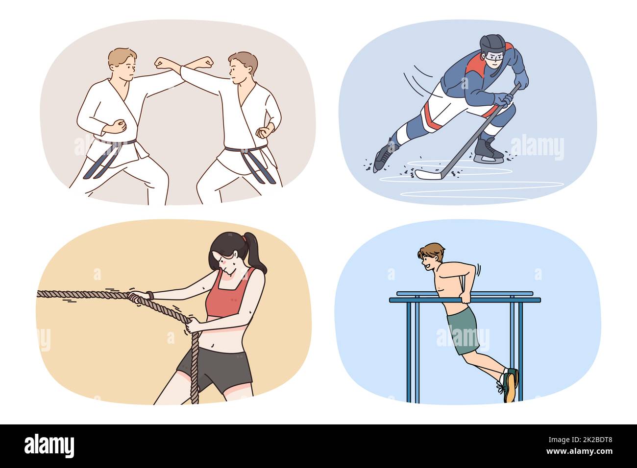 Set of diverse athletes train and exercise Stock Photo - Alamy