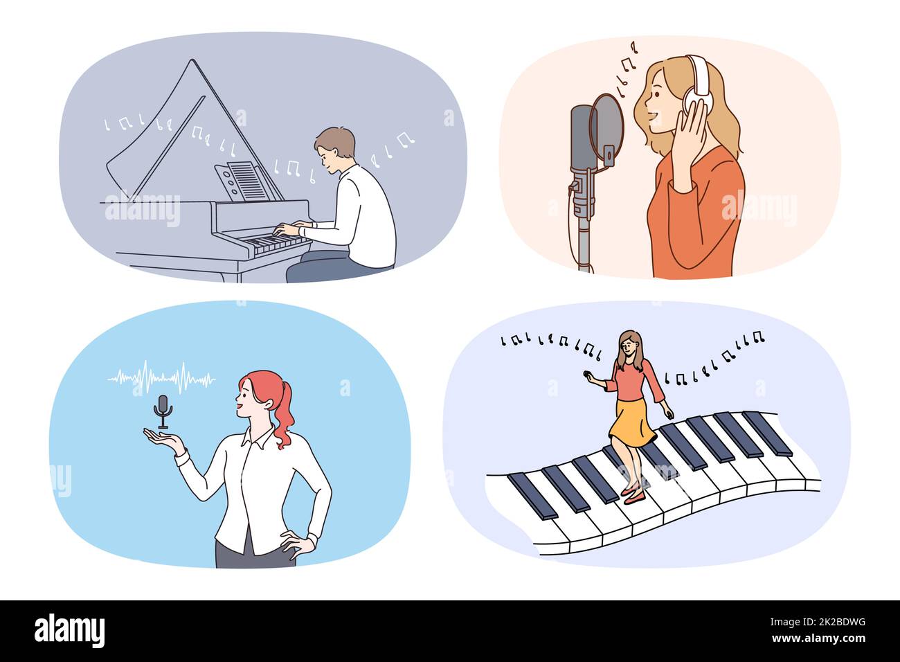 Set of people and music hobbies Stock Photo - Alamy