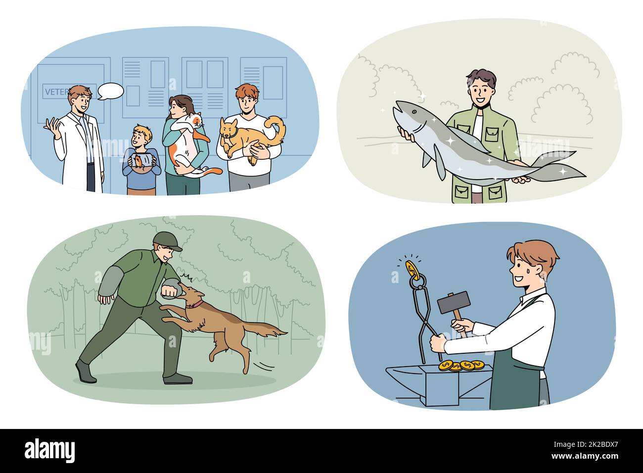 Set of diverse male occupations and jobs Stock Photo - Alamy