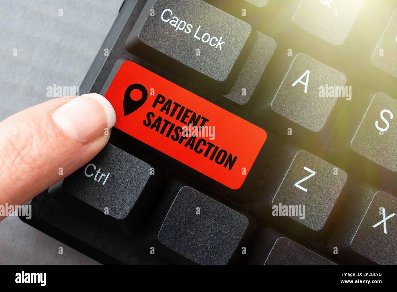 Hand writing sign Patient Satisfaction. Business concept the extent to ...