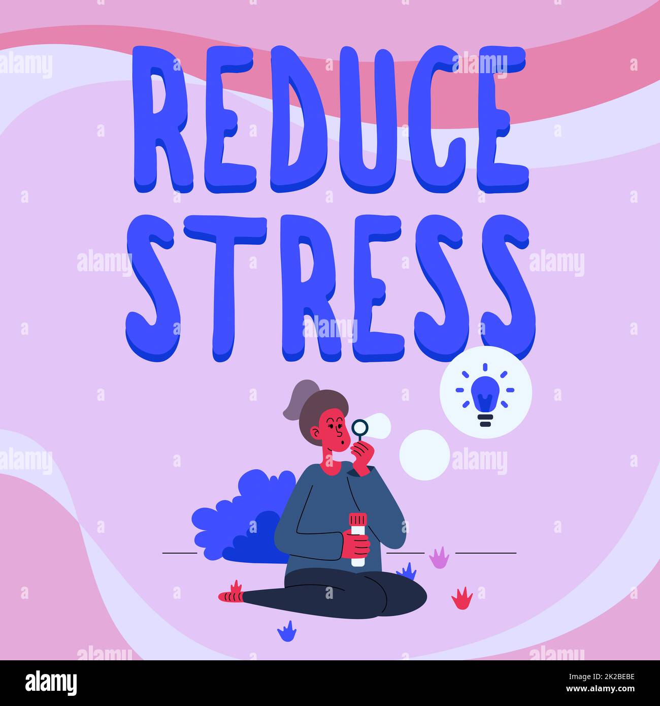 Sign displaying Reduce Stress, Word for to lessen the state of mental ...