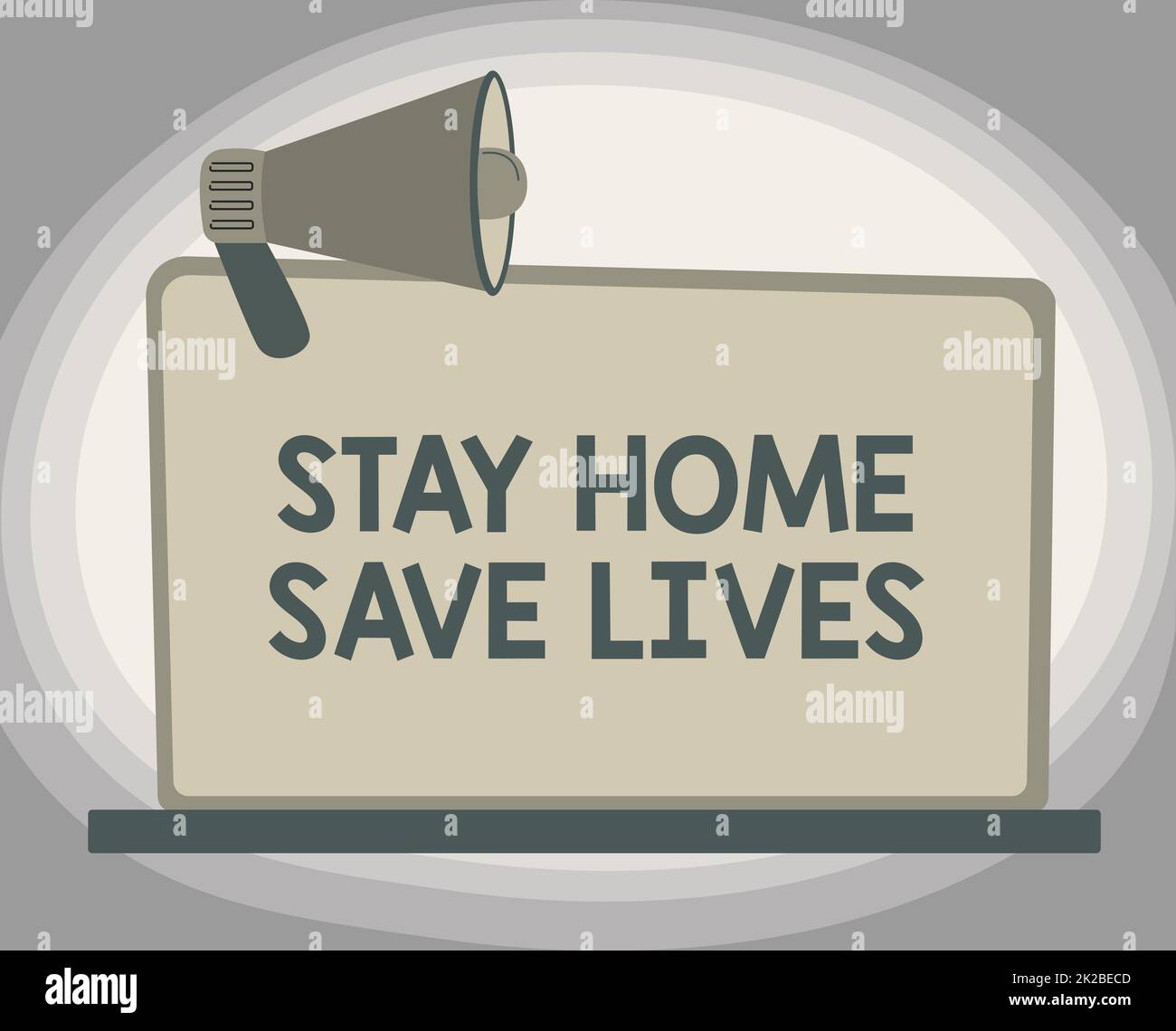 Sign displaying Stay Home Save Lives, Word Written on lessen the number ...