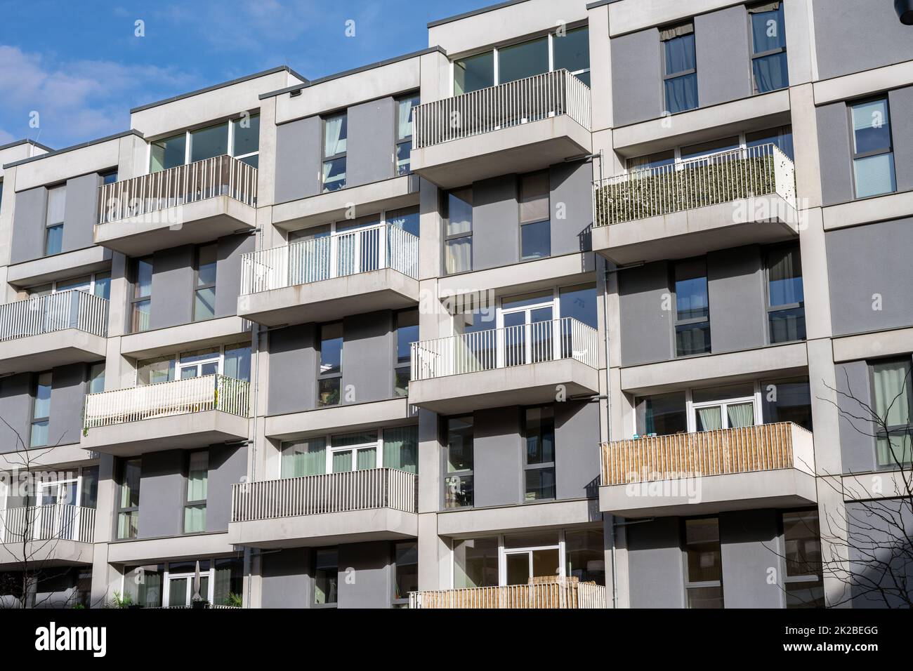 Balconies modern apartment building new development area hi-res stock ...