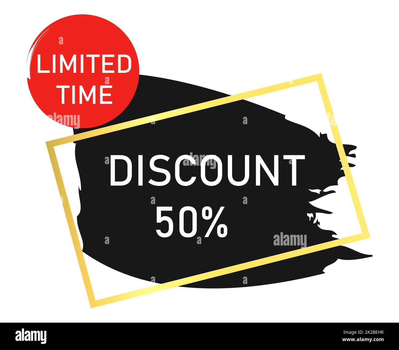 Paint smear web banner, business card, 50 percent DISCOUNT template ...