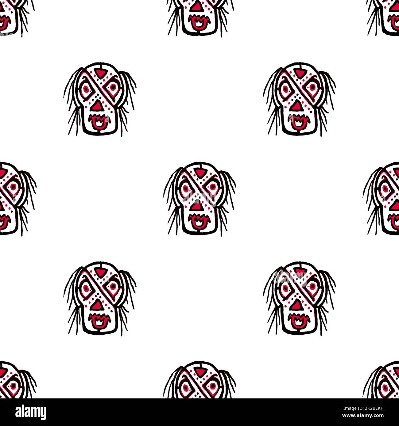 Tribal Skull Head Drawing Stock Photo - Alamy