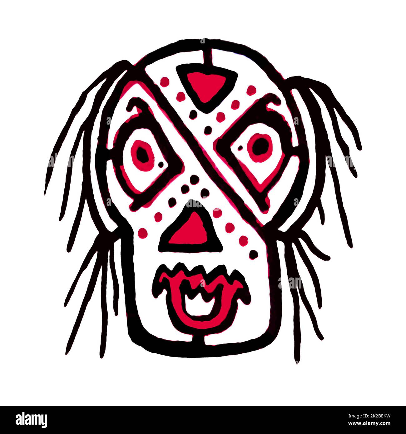 Tribal Skull Head Drawing Stock Photo - Alamy