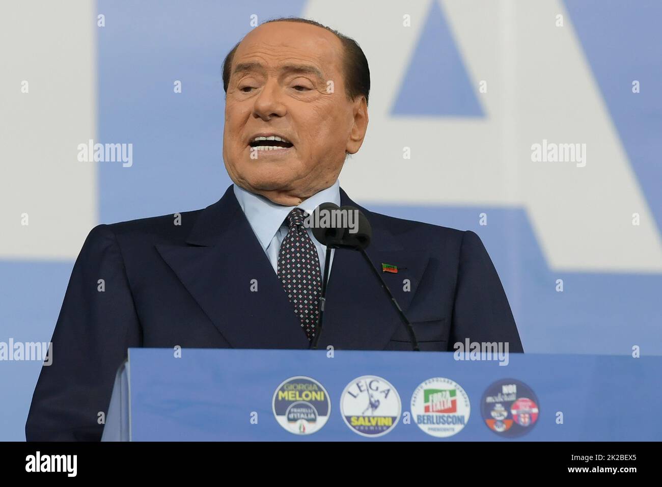 Silvio Berlusconi attends at the rally closing the election campaign of ...