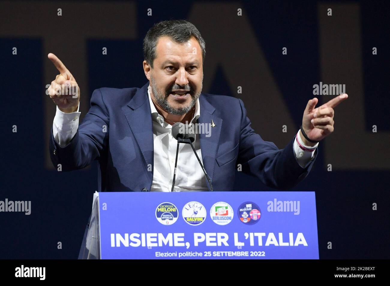 Matteo Salvini speaks at the rally closing the election campaign of the ...