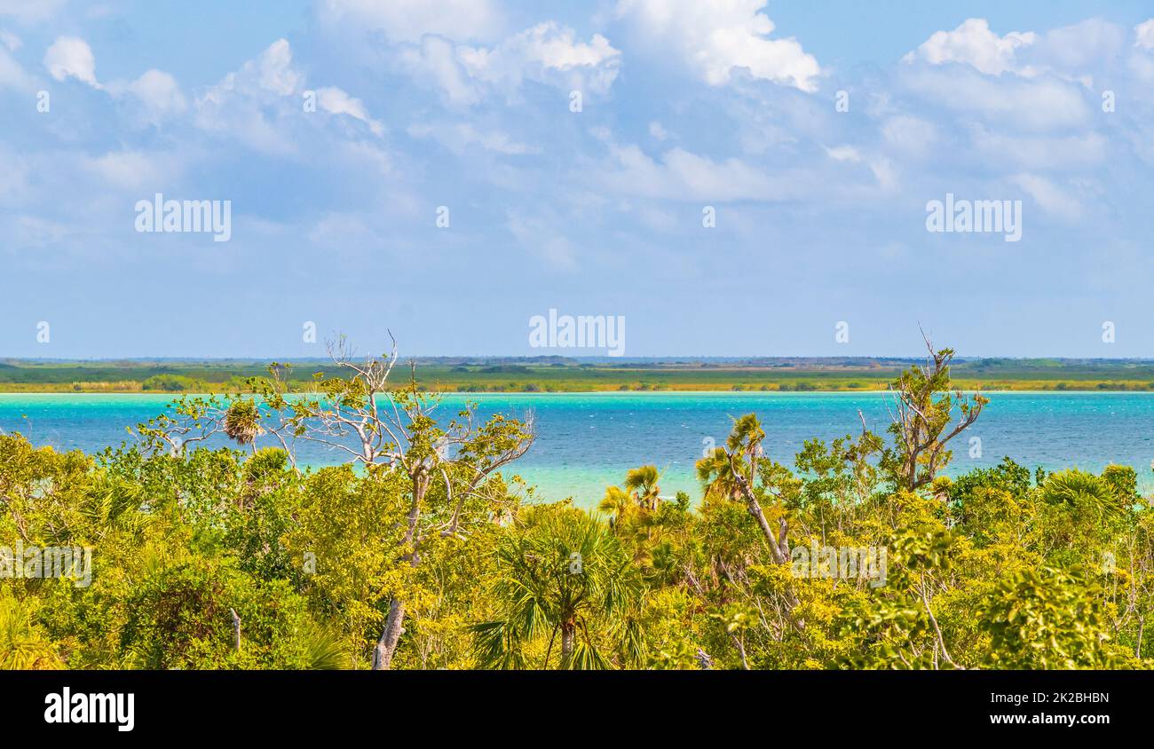 Muyil Lagoon panorama view in tropical jungle of amazing Mexico Stock ...