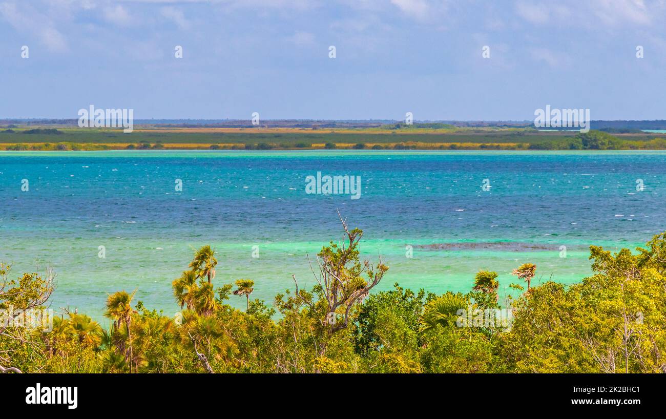 Muyil Lagoon panorama view in tropical jungle of amazing Mexico Stock ...