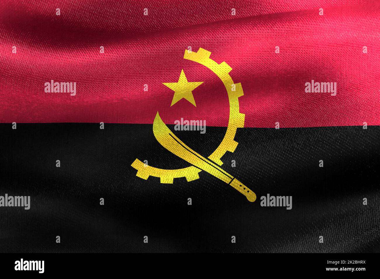 Angola flag - realistic waving fabric flag Stock Photo - Alamy